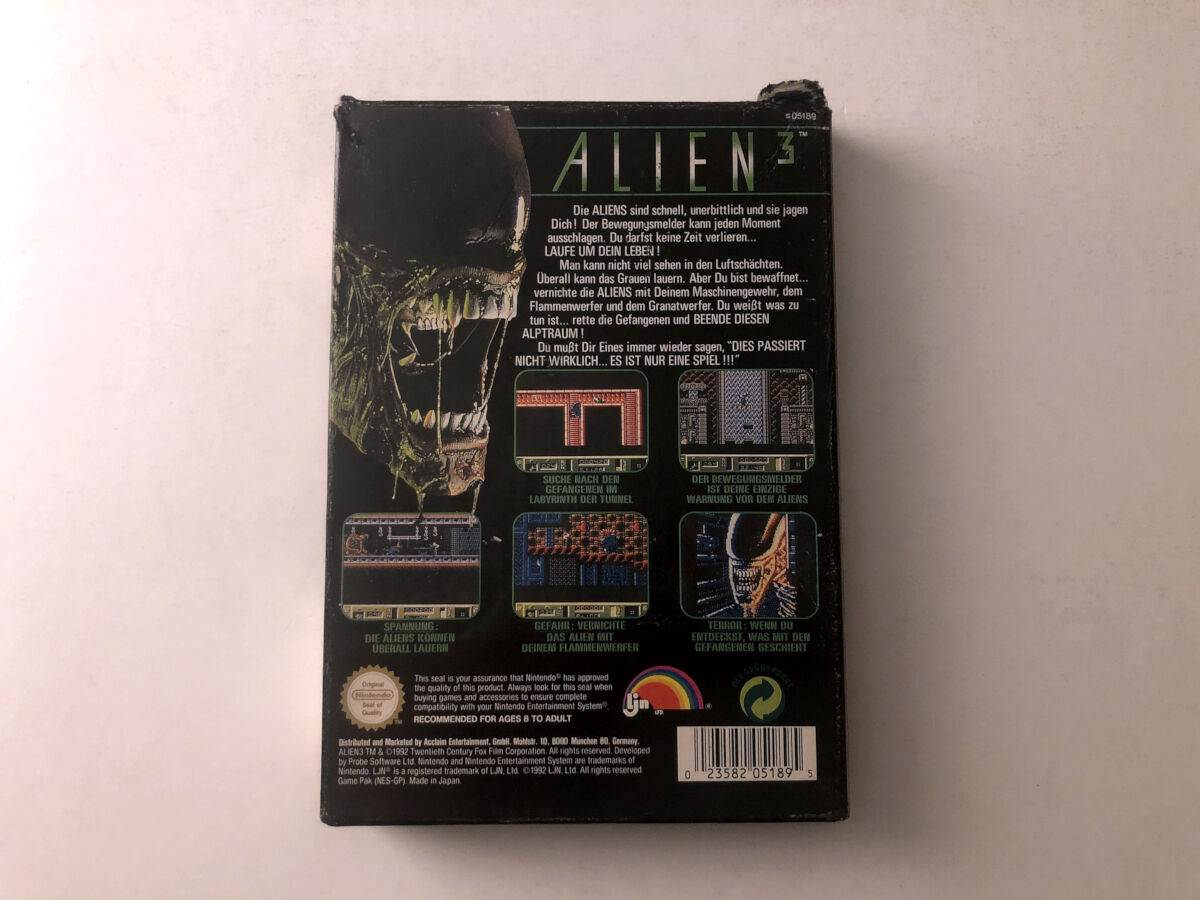 Alien 3 (NES i original emballage) #63(tysk kasse) – Nintendopusheren