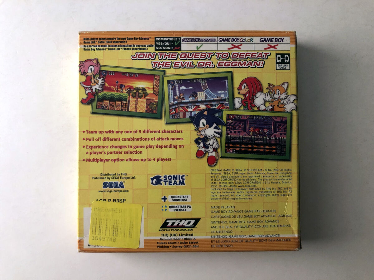 Sonic Advanced 3 (GB Advance: Spil i original emballage) #174 ...