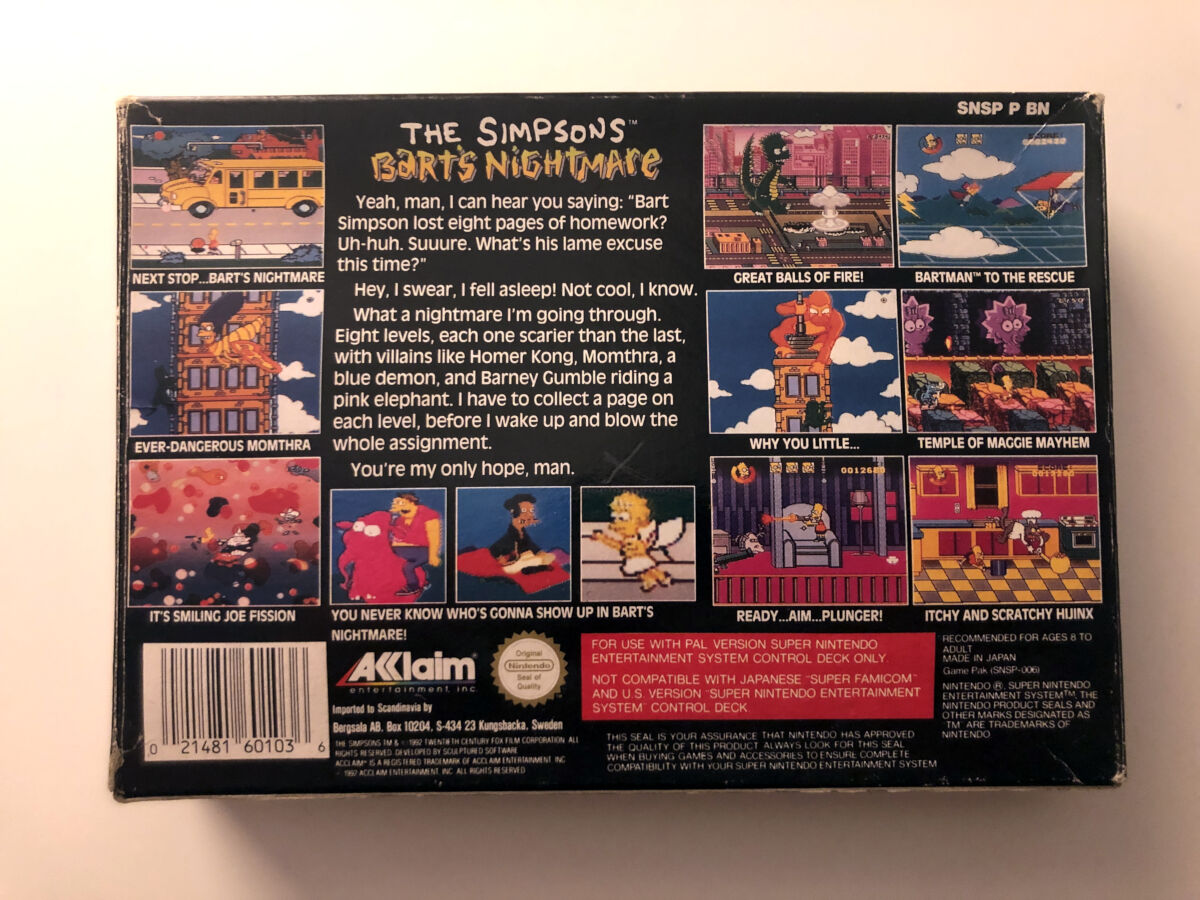 The Simpsons Barts Nightmare (SNES i original emballage) #200 ...